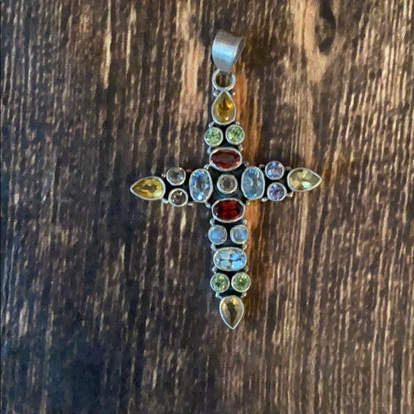 Jewelry | Multi Gemstone Cross Pendant | Poshmark